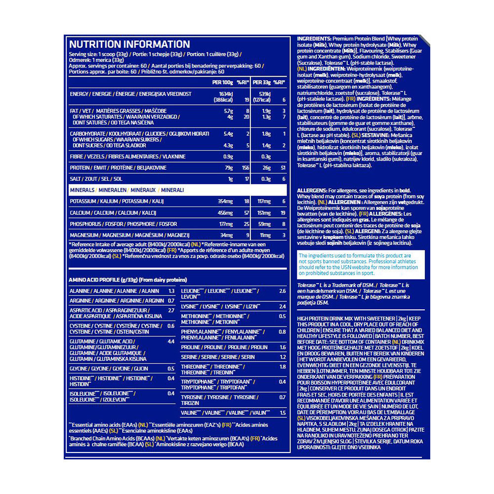 Blue Lab Whey 2kg - USN 100% Whey protein