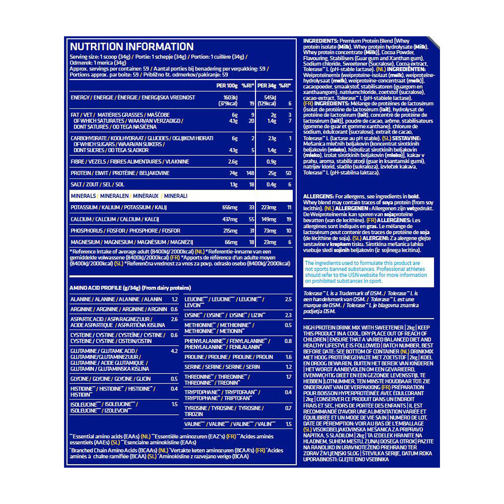 Blue Lab Whey 2kg - USN 100% Whey protein