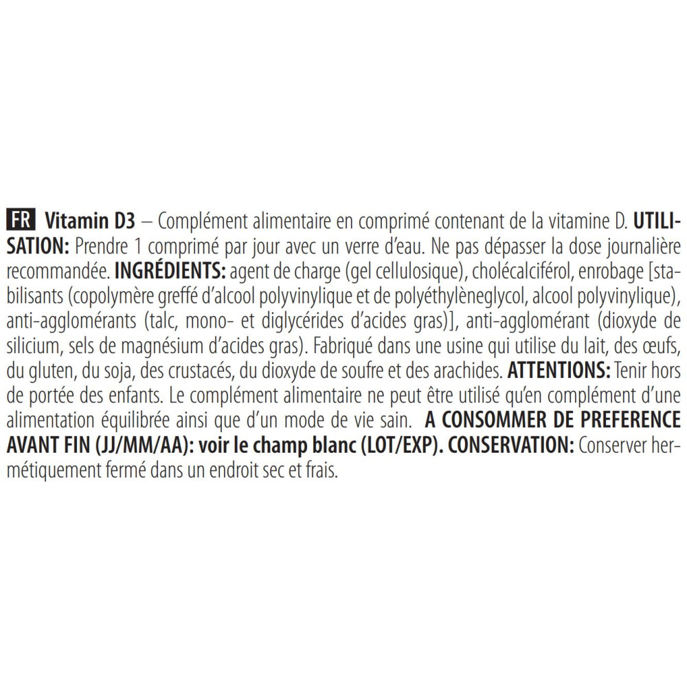 Vitamine D3 2000 UI - BIOTECH USA - 120 caps