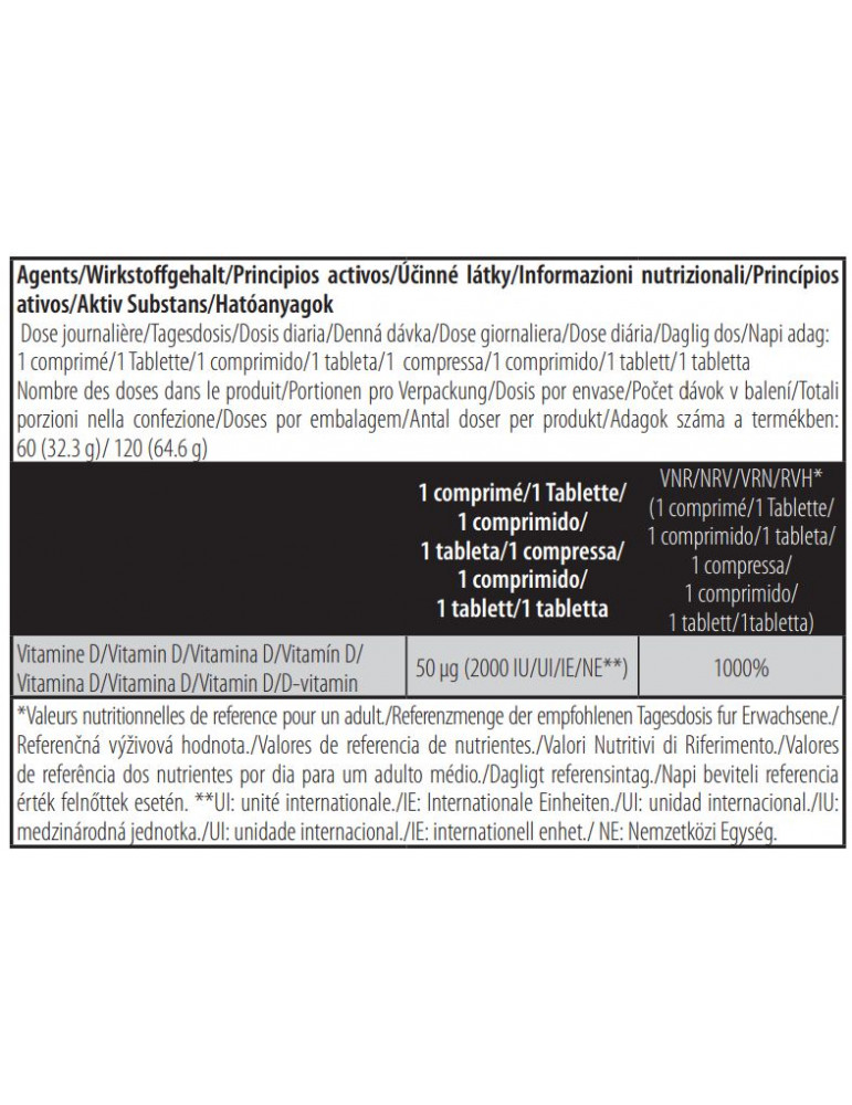 Vitamine D3 2000 UI - BIOTECH USA - 120 caps