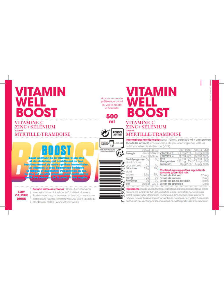 Pack de vitamin well boost (12X500ml) - Vitamin Well