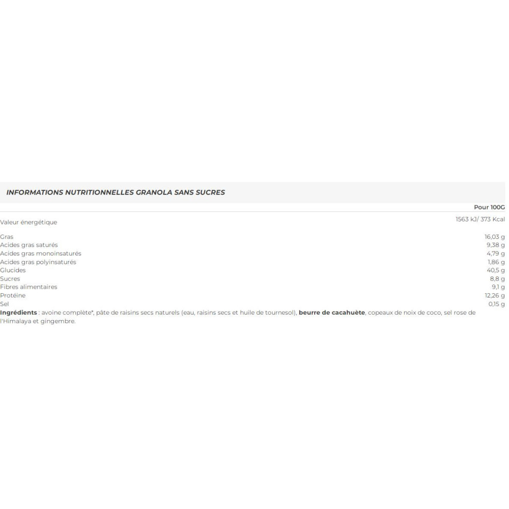 Granola zero sucre (275g) - Health food - La Newyorkina