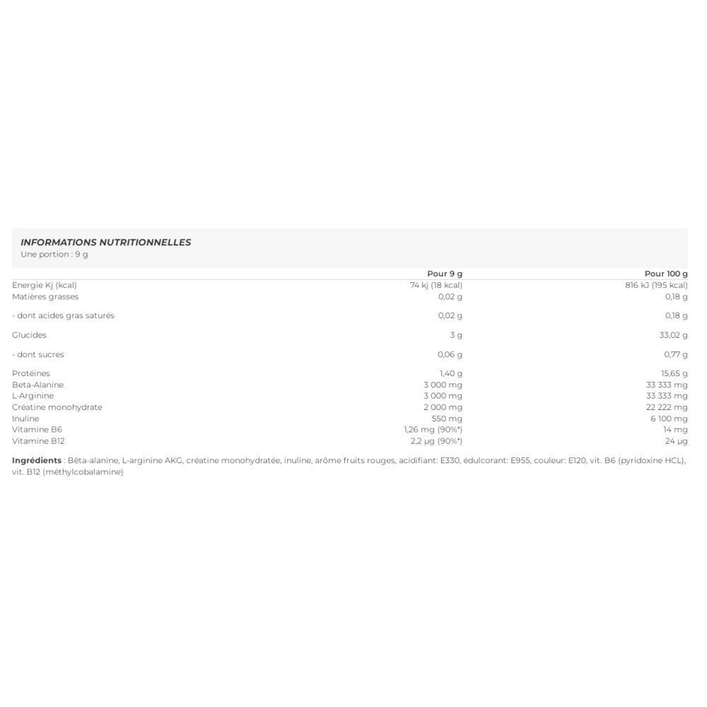 Pre-workout pump rx 300g - Booster d'entraînement - QNT