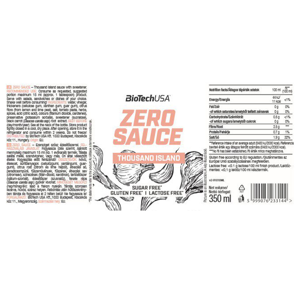 Zero sauce 350ml - Biotech USA Sauce zéro calories