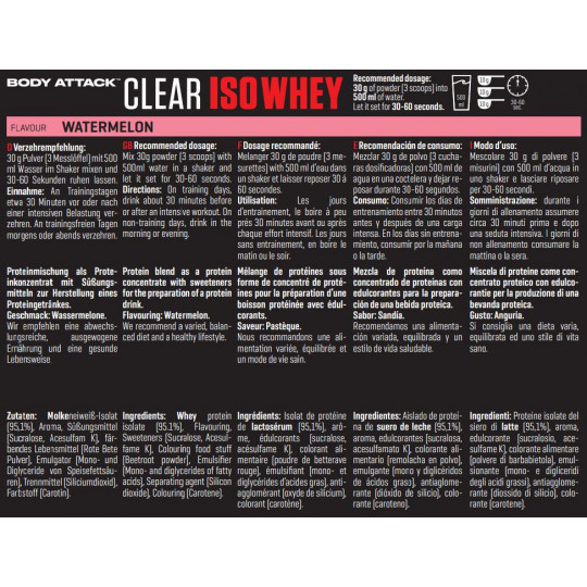Clear iso whey (900g) - Whey isolate - Body Attack Nutrition