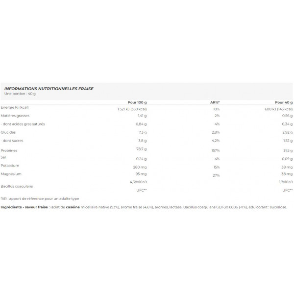Native micellar casein isolate 92% (1kg) - Caséines - Nutrimuscle