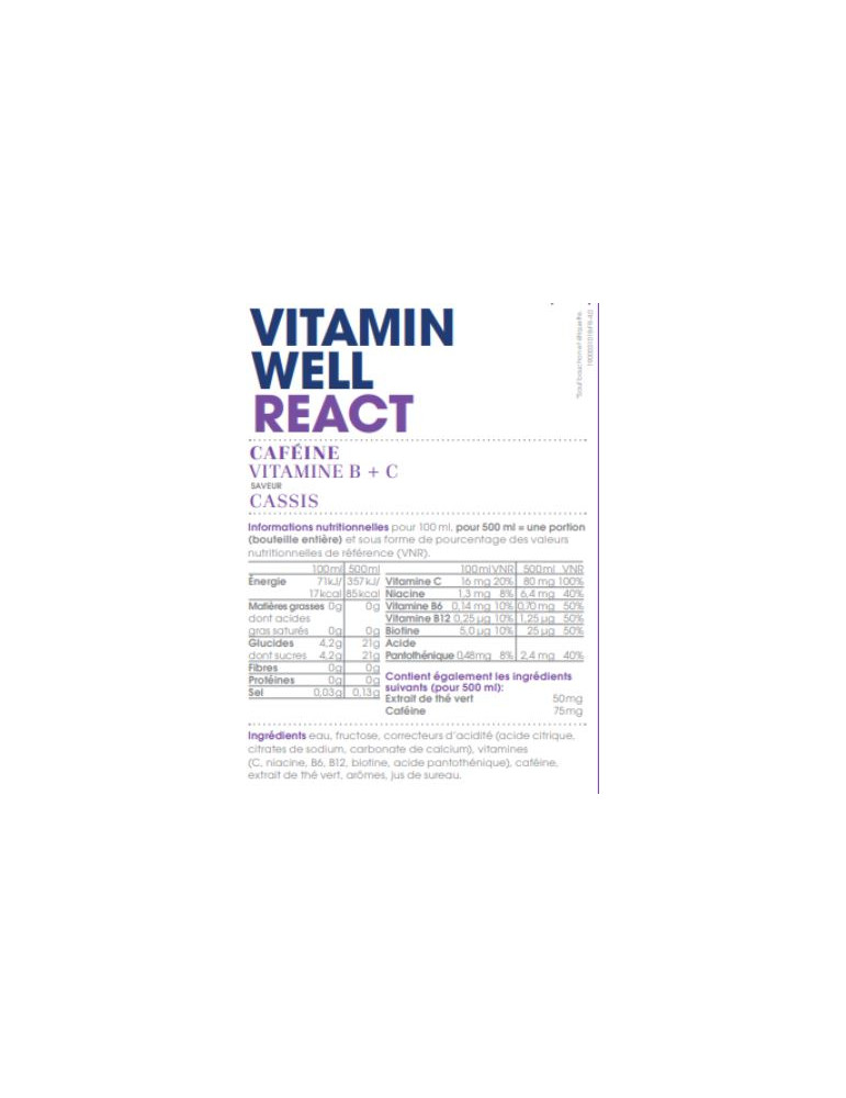 Pack de vitamin well react (12X500ml) - Boissons vitaminées - Vitamin