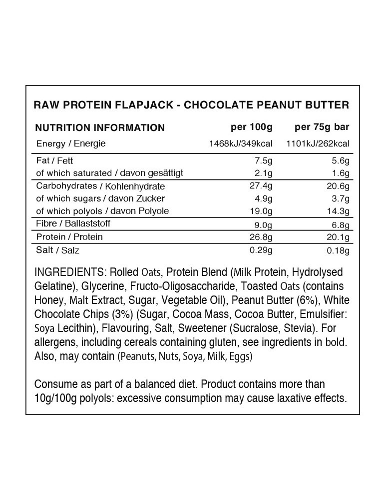 Boîte raw protein flapjack (12x75g) - Barres protéinées - Warrior