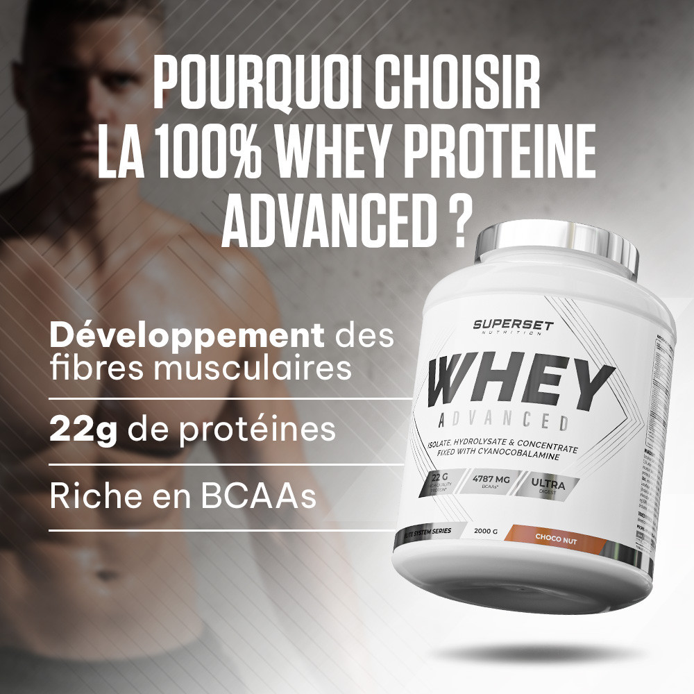 Whey Protein Advanced 2kg Concentraat/Isolaat/Hydrolysaat - Superset